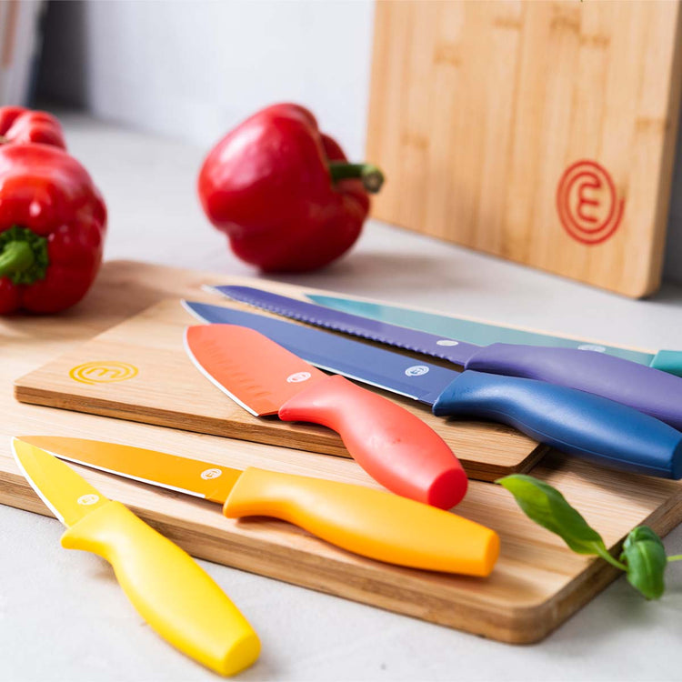 Official MasterChef Caption Knife Set 5pcs - Coloured Kitchenware UK