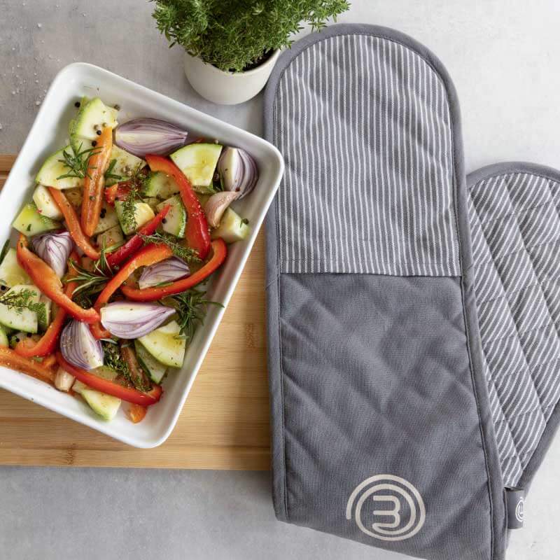 Official MasterChef Double Oven Gloves - Earth Grey Kitchenware UK
