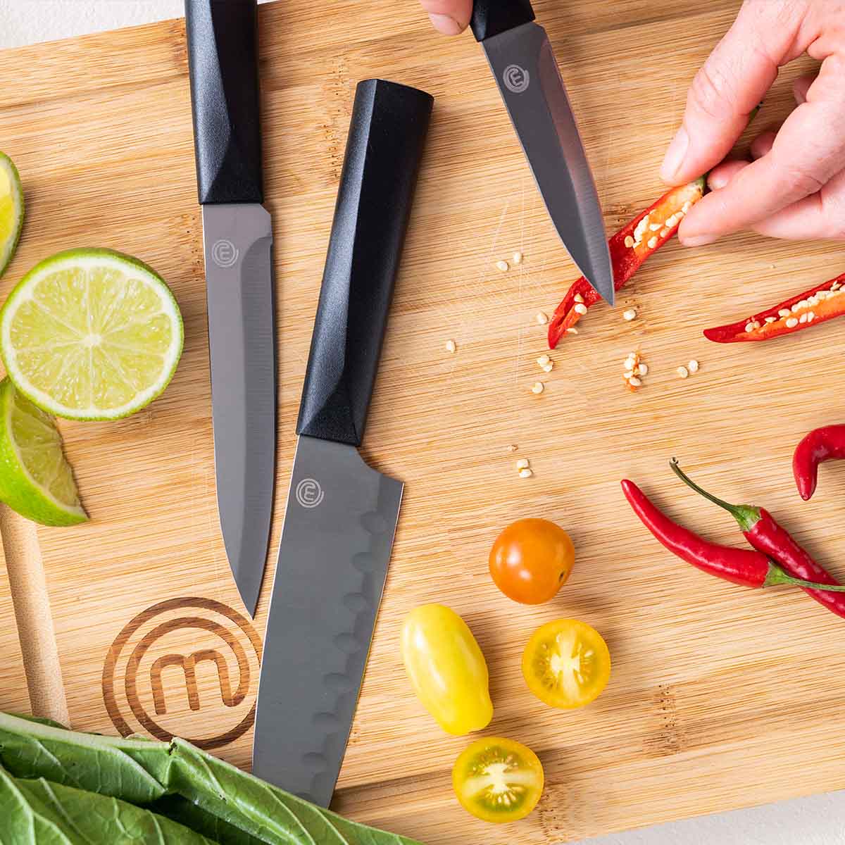 Official MasterChef Japanese Knives 5pcs - Essential Black Kitchenware UK