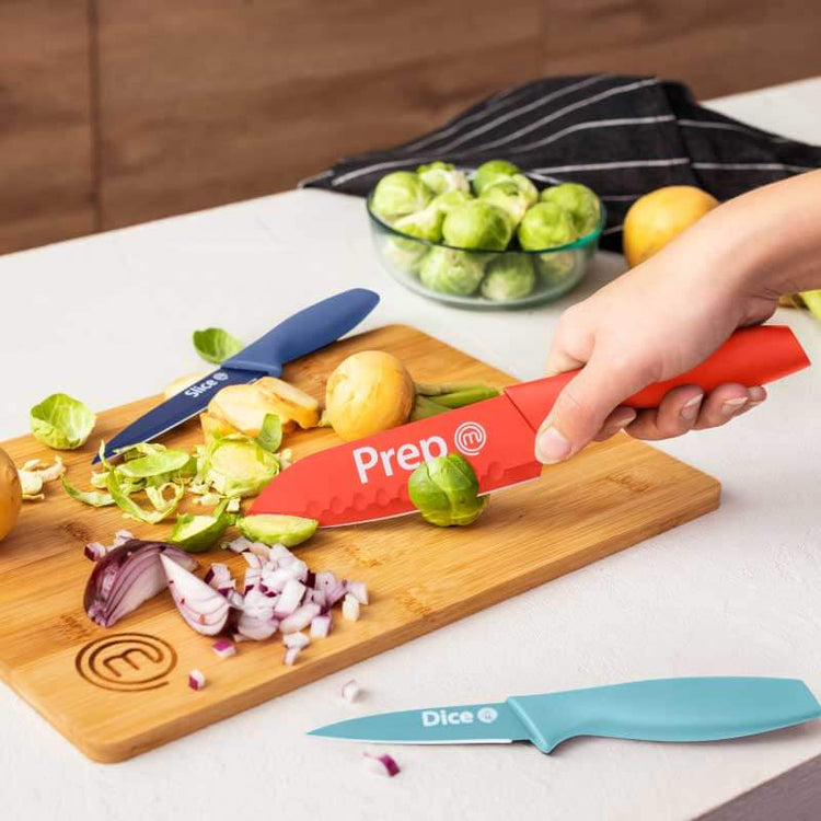 Official MasterChef Caption Knife Set 3pcs - Coloured Kitchenware UK
