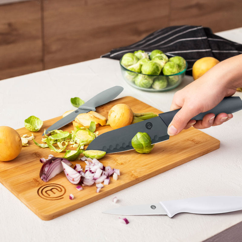 Official MasterChef Coloured Knives Set 3pcs - Earth Grey Kitchenware UK