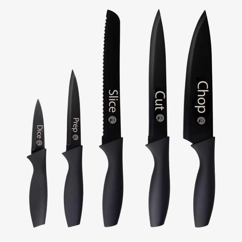 Official MasterChef Knife Set 5pcs Essential Black Kitchenware UK