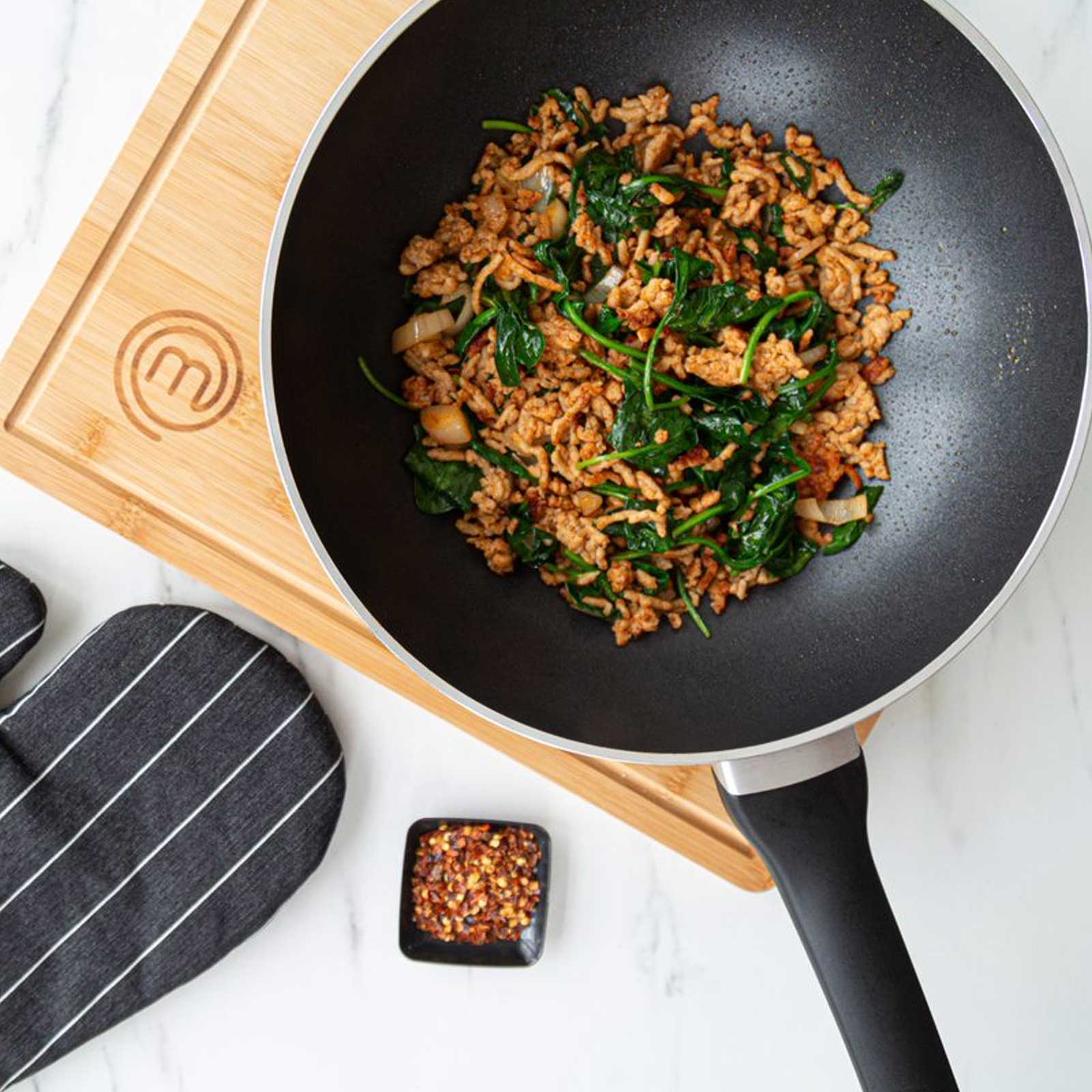Official MasterChef Wok Pan 28cm - Essential Black Kitchenware UK
